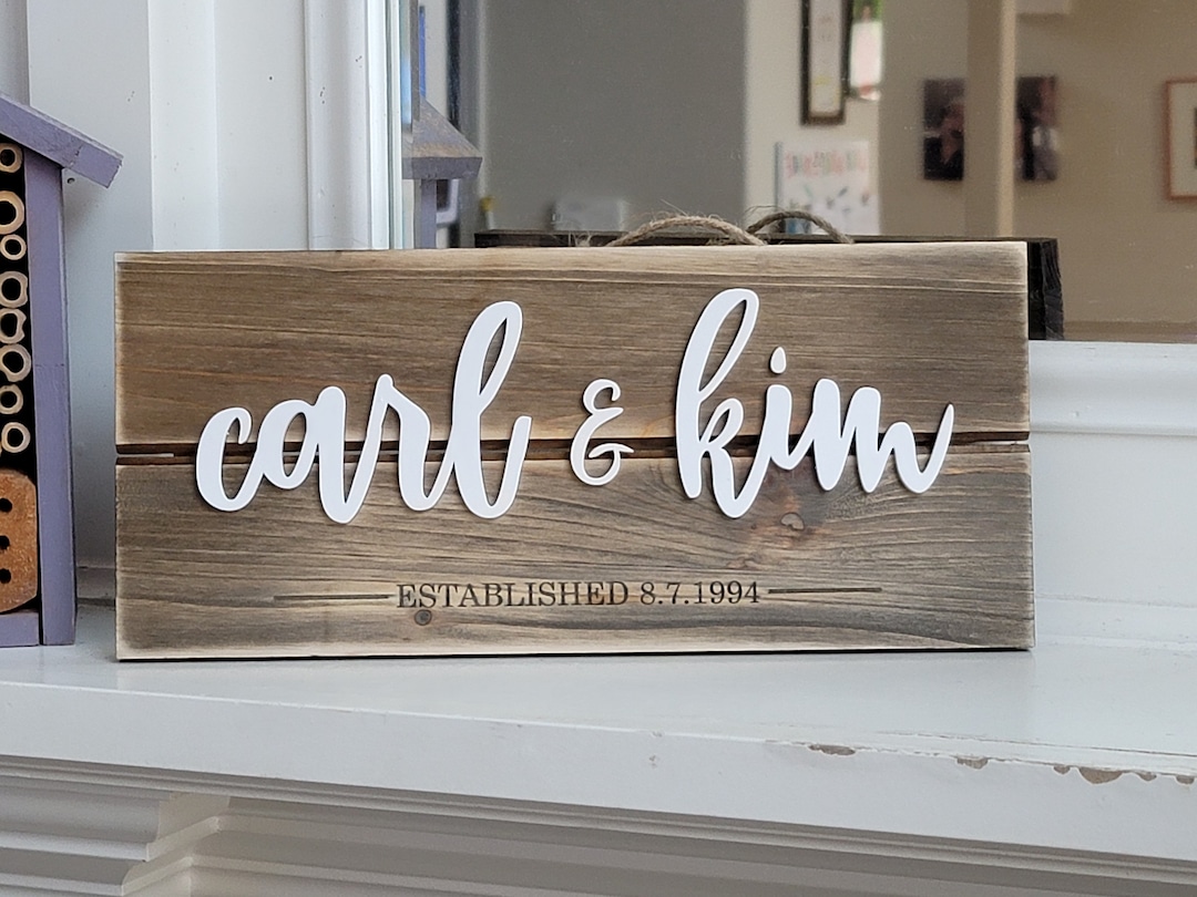 Couples Name Sign for Wedding Couples Established Sign - Etsy