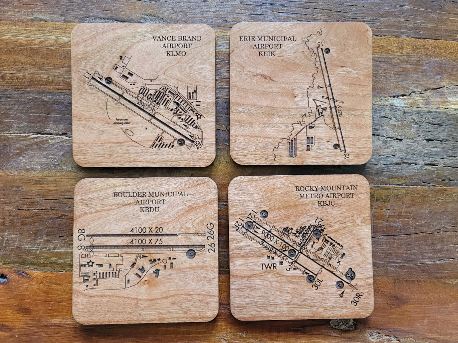 Personalized Airport Coaster Gift Set Gift for Pilot - Etsy