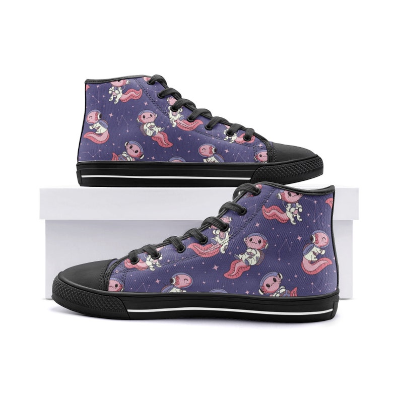Axolotl Outerspace High Top Canvas Shoes, Unisex Purple Sneakers - Etsy