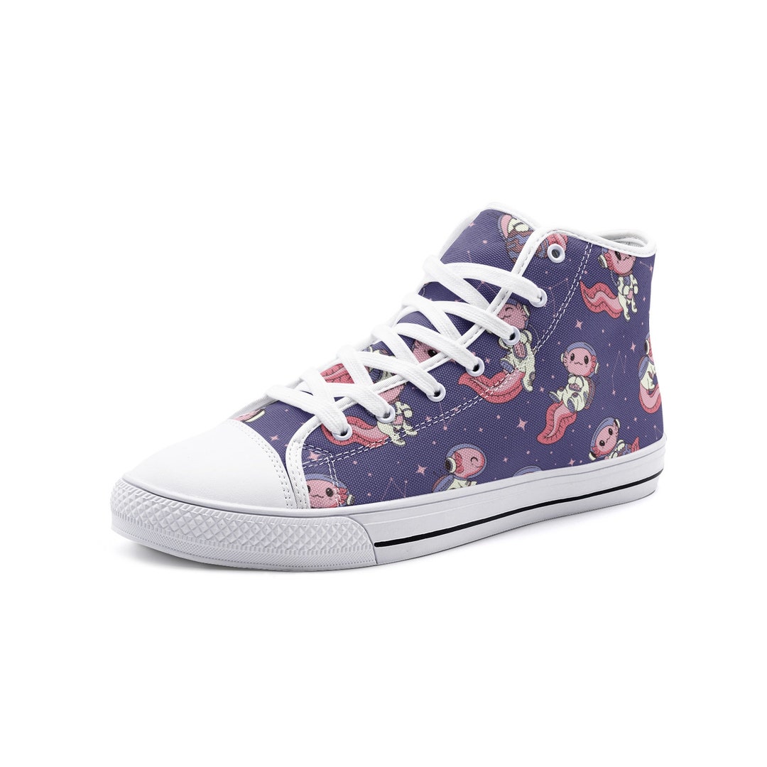 Axolotl Outerspace High Top Canvas Shoes, Unisex Purple Sneakers - Etsy