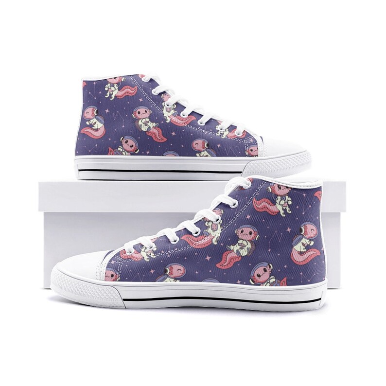 Axolotl Outerspace High Top Canvas Shoes, Unisex Purple Sneakers - Etsy