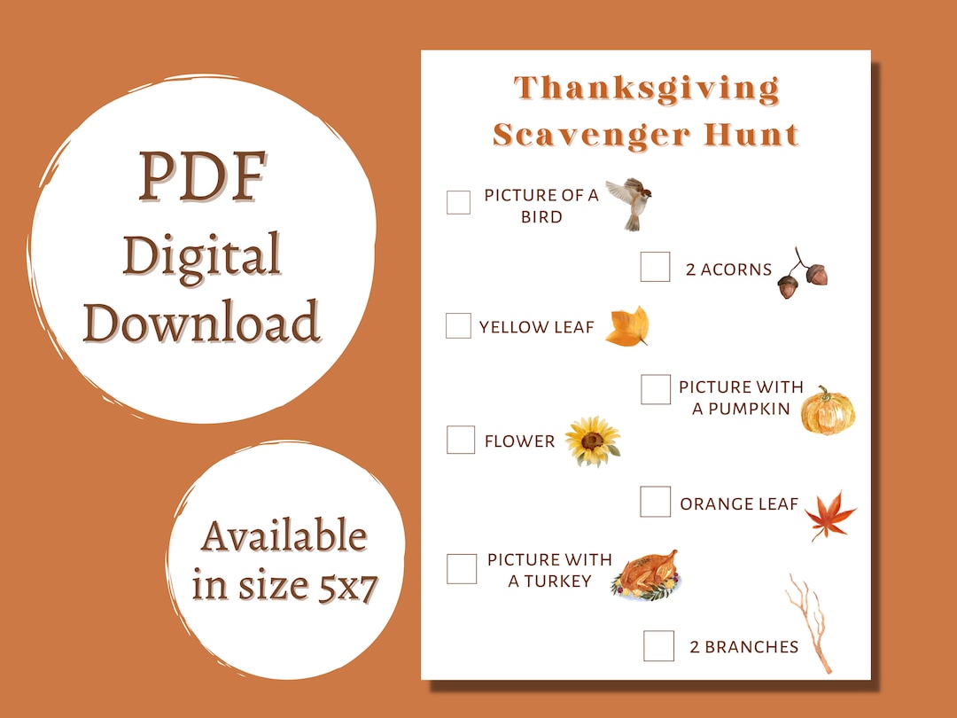 Thanksgiving Scavenger Hunt PDF Digital Download Printable Scavenger ...