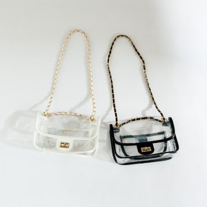 Clear Stadium Bag Gold Chain Gameday Purse Black Purse White Bag - Etsy