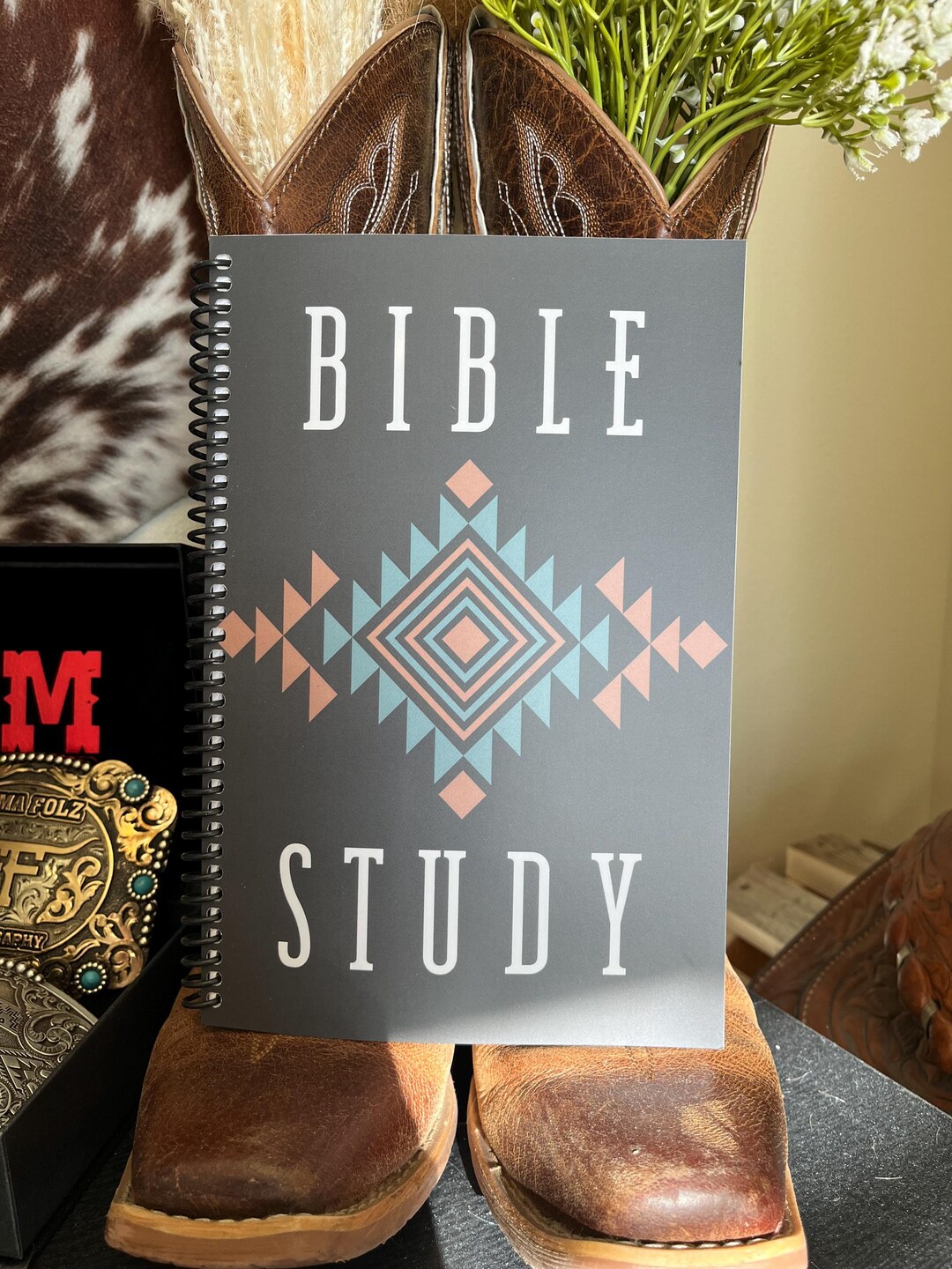 Western Bible Study Journal - Rust and Turquoise - Etsy
