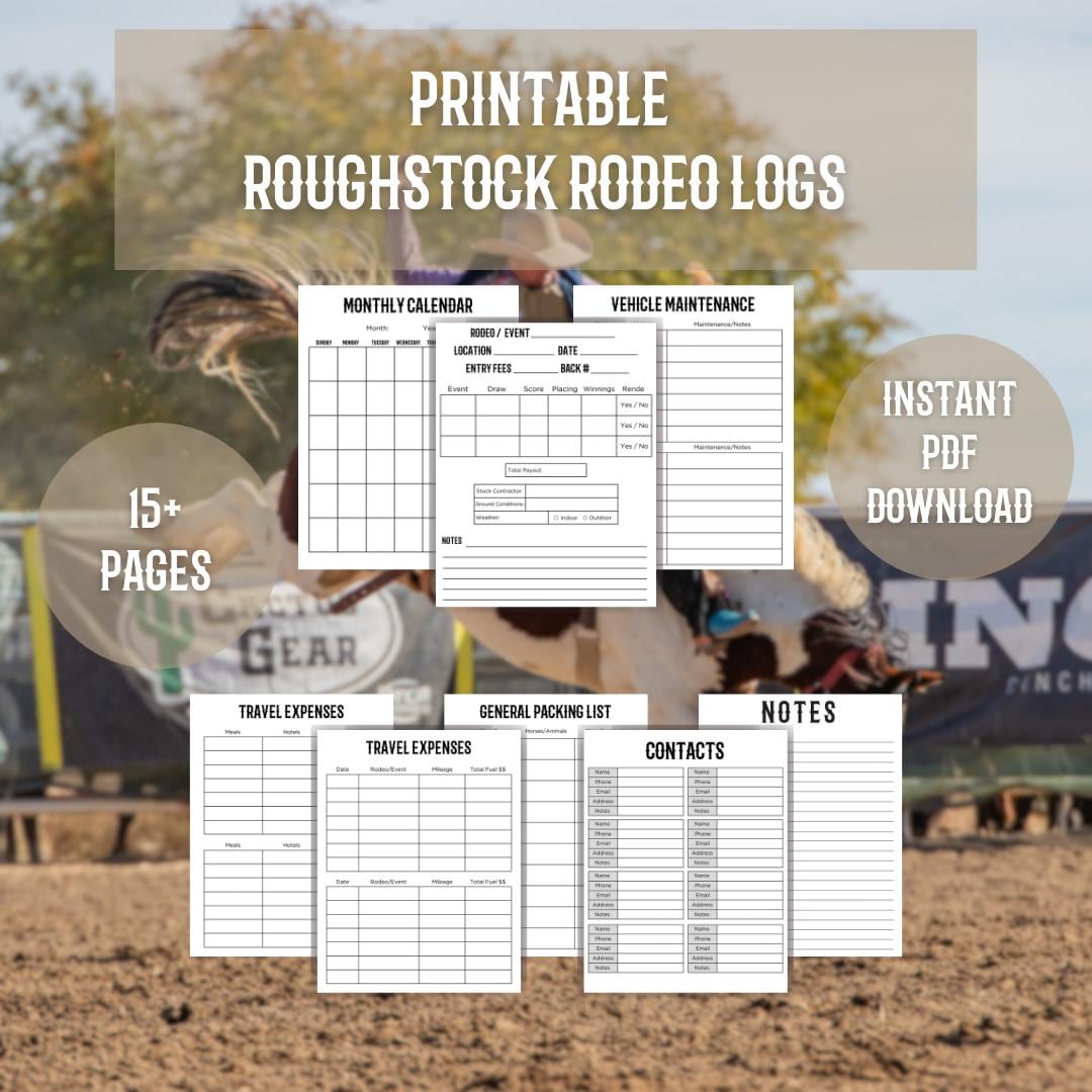 Printable Roughstock Rodeo Log Book/pages - Etsy