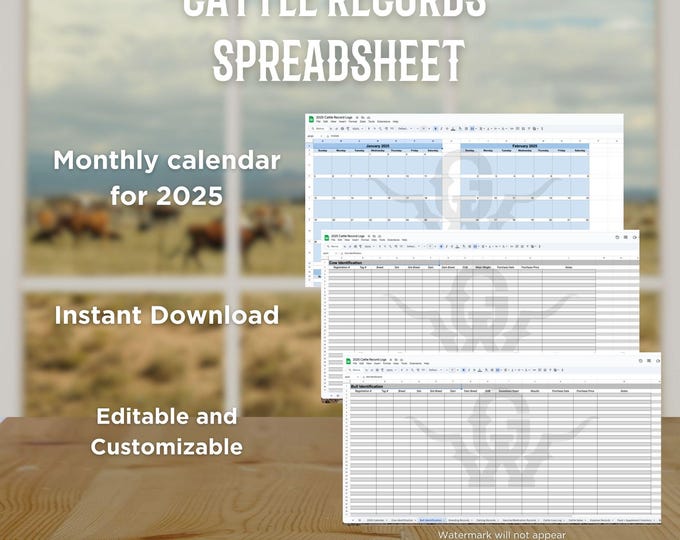 Printable Cattle Records Page | Instant Download | 8.5x11 PDF ...