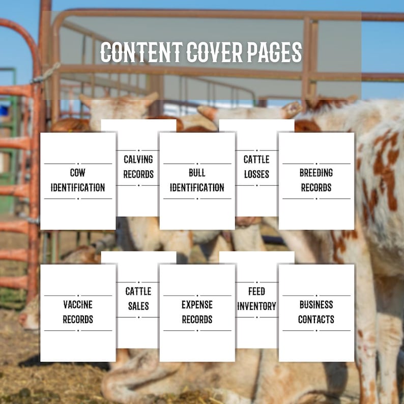 Printable Cattle Record Log Sheets: Livestock Management (PDF) - Etsy