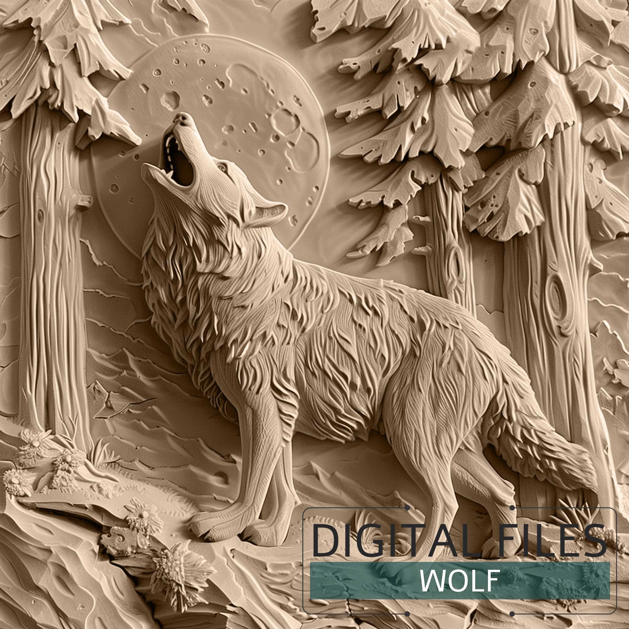 Wolf | 3d Grayscale Picture | 3D Laser Ready File | 3D Illusion ...