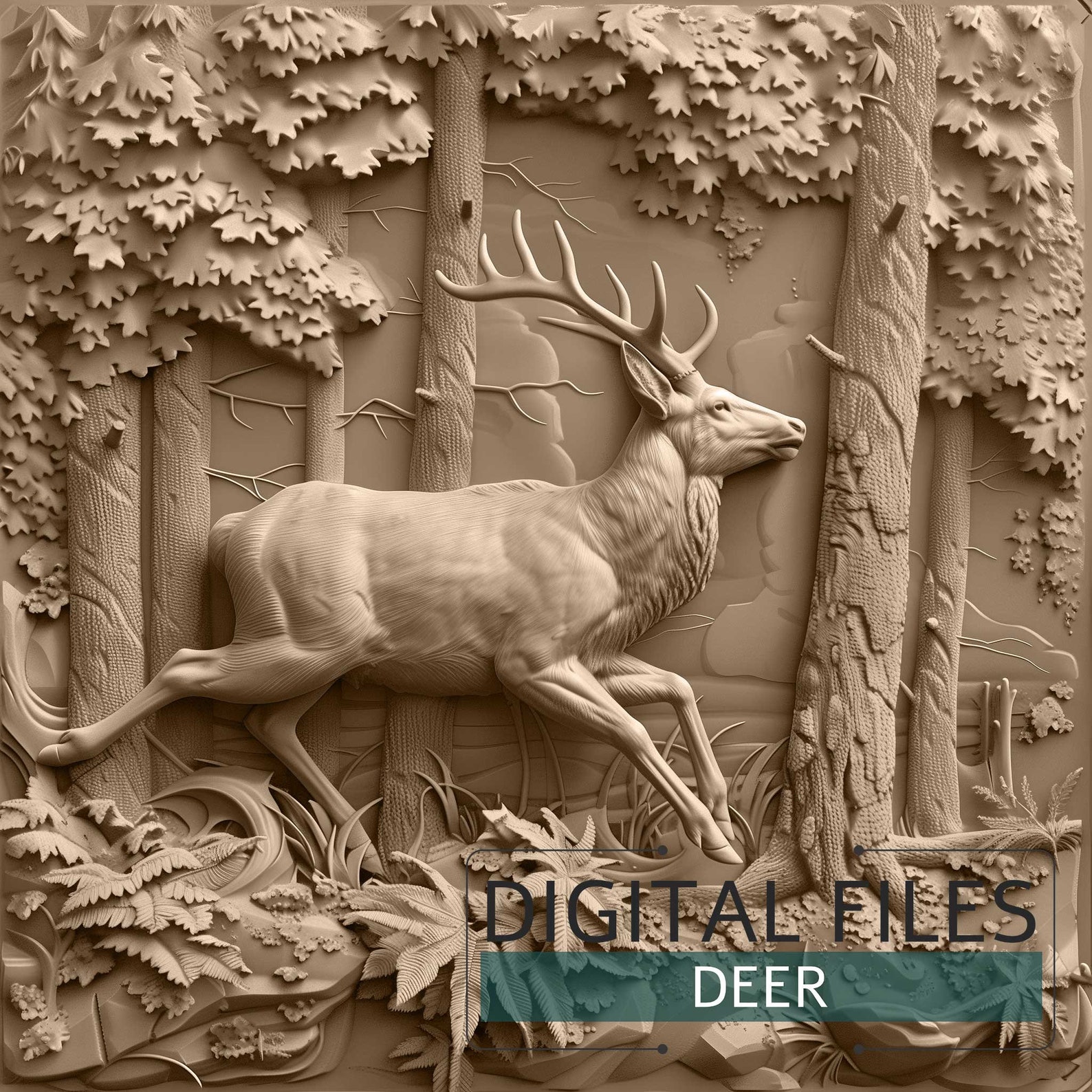 Deer | PNG for Engraving | 3D Laser Ready File | Laser Burn PNG File ...