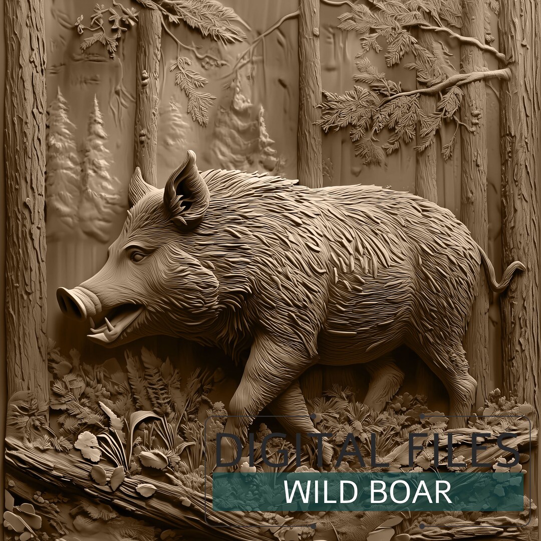 Wild Boar| PNG for Engraving | 3D Laser Ready File | laser Burn PNG ...