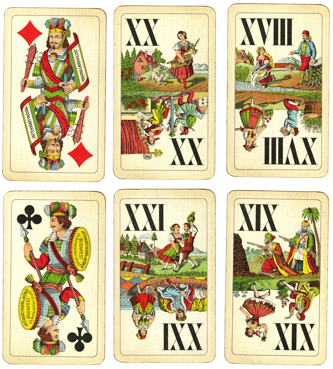 TAROK PLAYING CARDS, Budapest, Complete 54/54. Circa 1950, Original ...