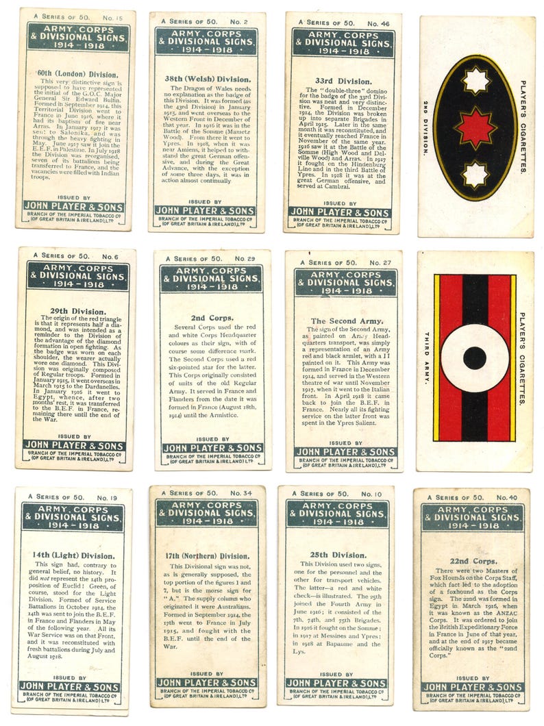 DESIGN INSIGNIAS Trade Cards. Set of 50. Circa 1920, Original & Vintage ...