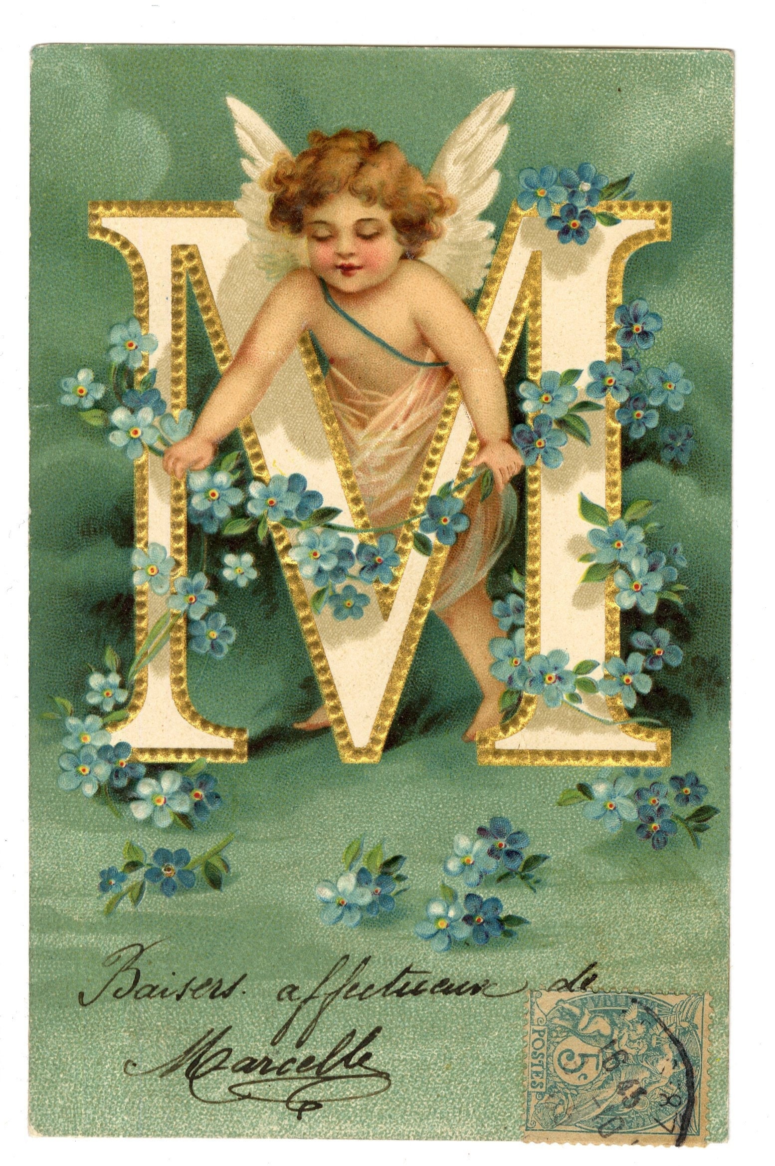 ANGEL ALPHABET POSTCARD, the Letter M. Circa 1920, Original and Vintage ...