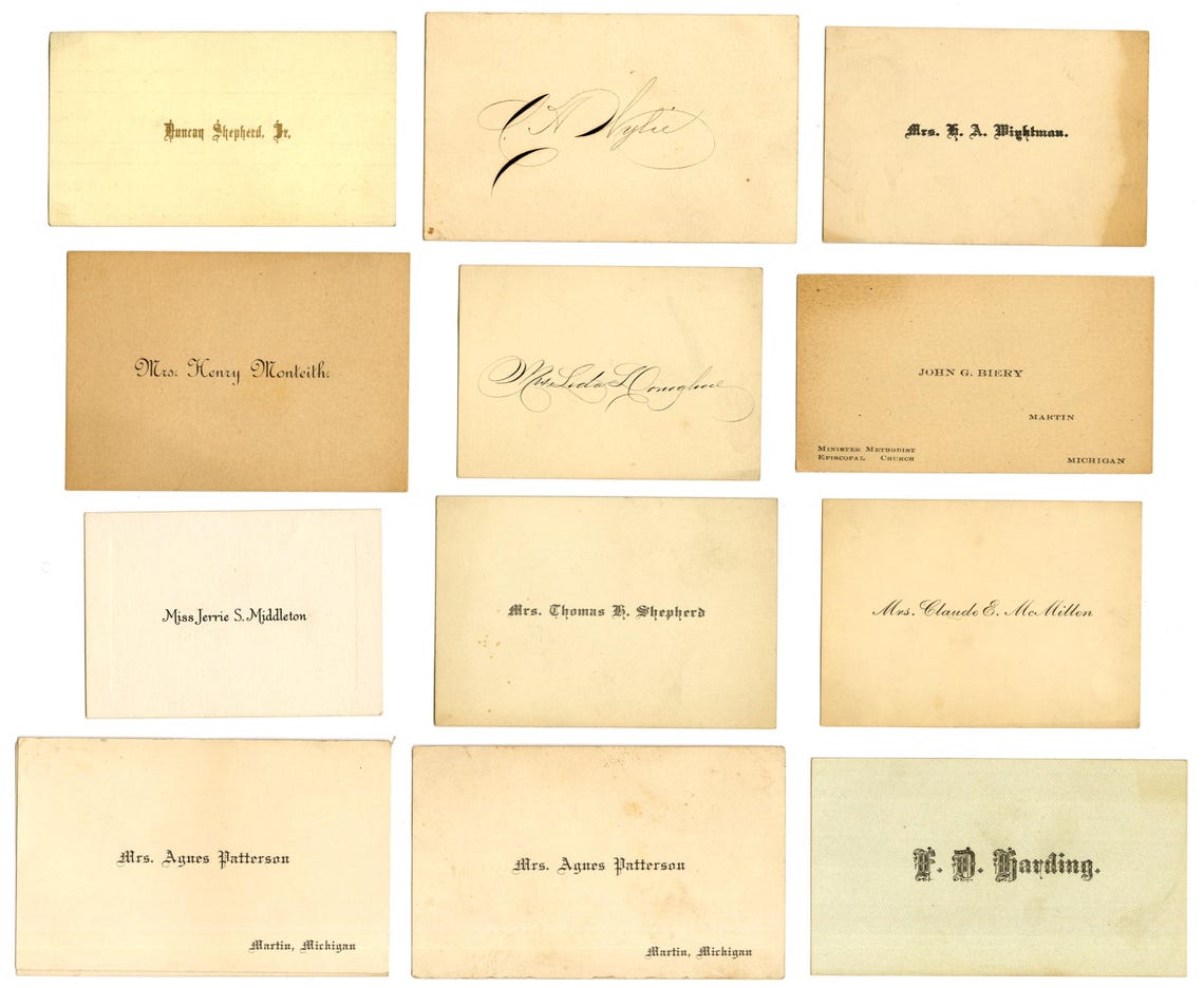 30 ANTIQUE CALLING CARDS. Circa 1920, Original - Etsy