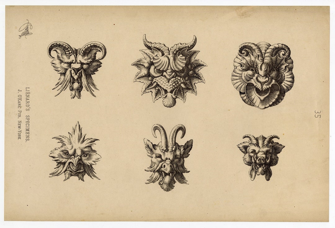 ANTIQUE LITHOGRAPH, Macabre Faces. Circa 1860, Vintage - Etsy