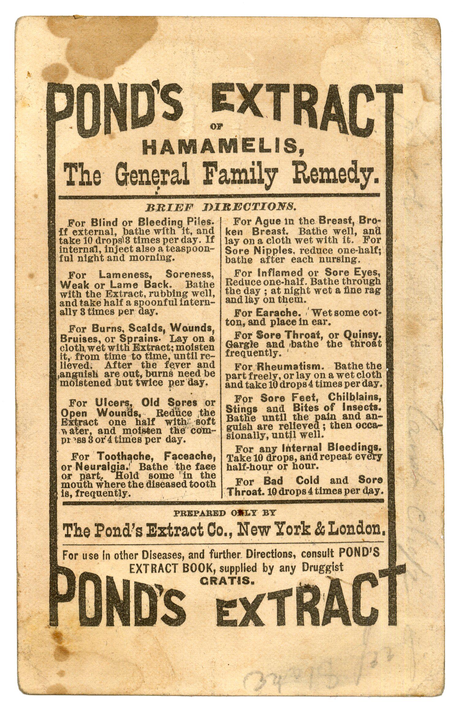 PONDS EXTRACT Trade Card. Circa 1900. Original & Antique - Etsy