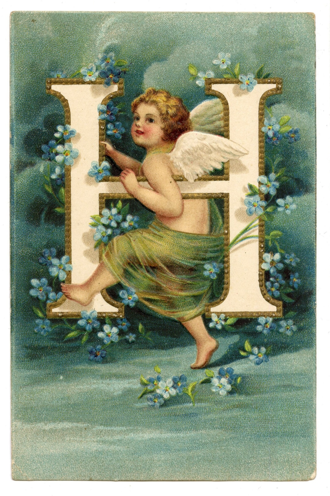 ANGLE ALPHABET POSTCARD, the Letter H. Circa 1920, Original and Vintage ...