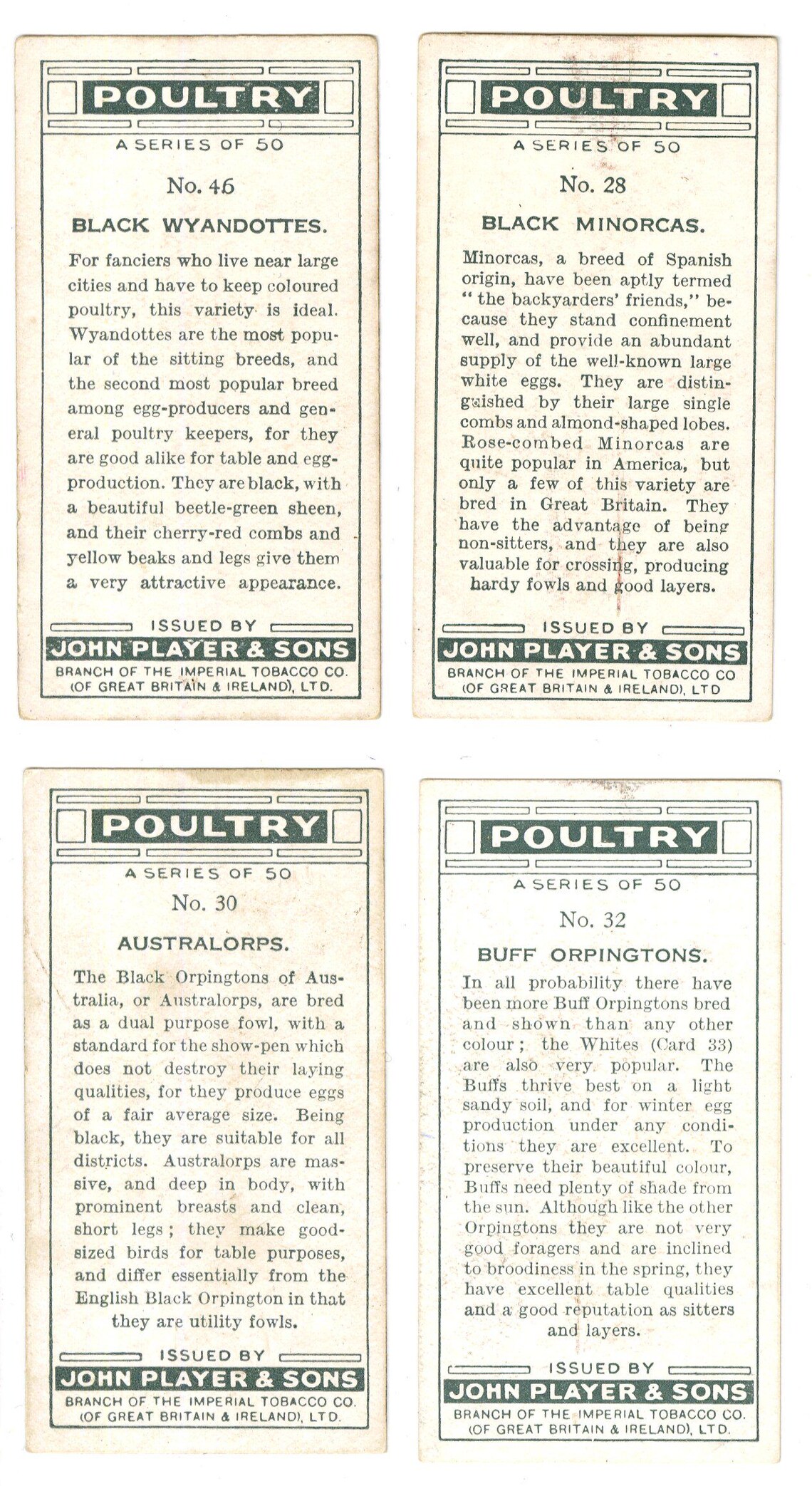 10 BRITISH POULTRY Poultry Trade Cards. Circa 1930, Vintage - Etsy