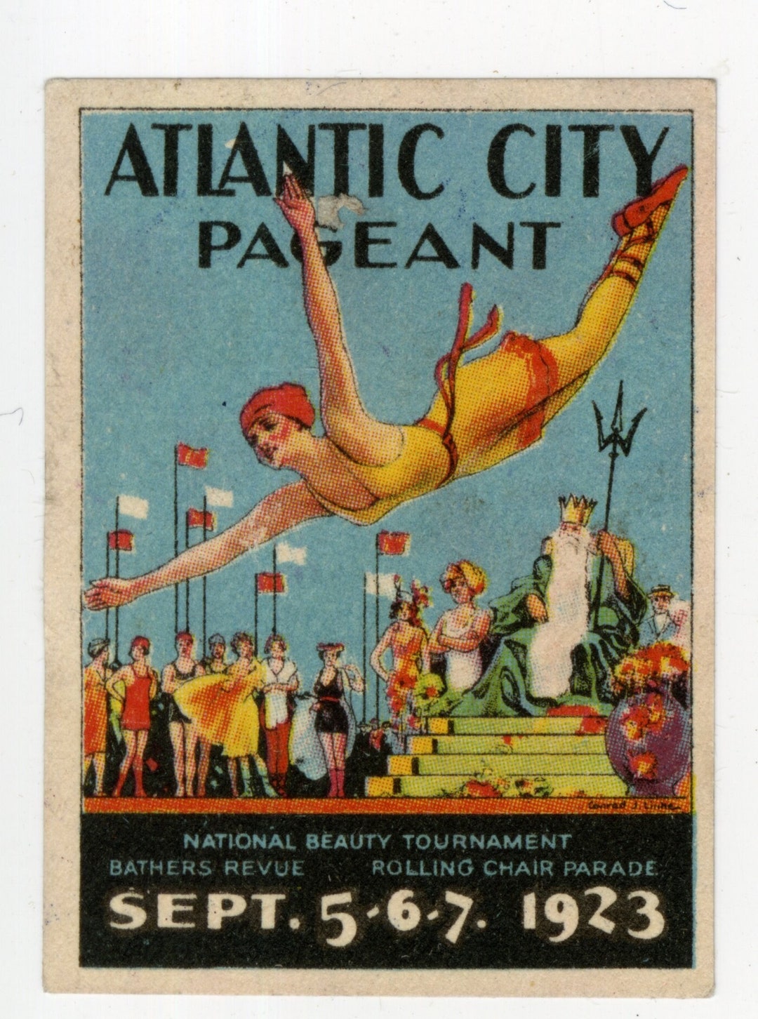 POSTER STAMP - Atlantic City Pageant, 1923, Vintage - Etsy