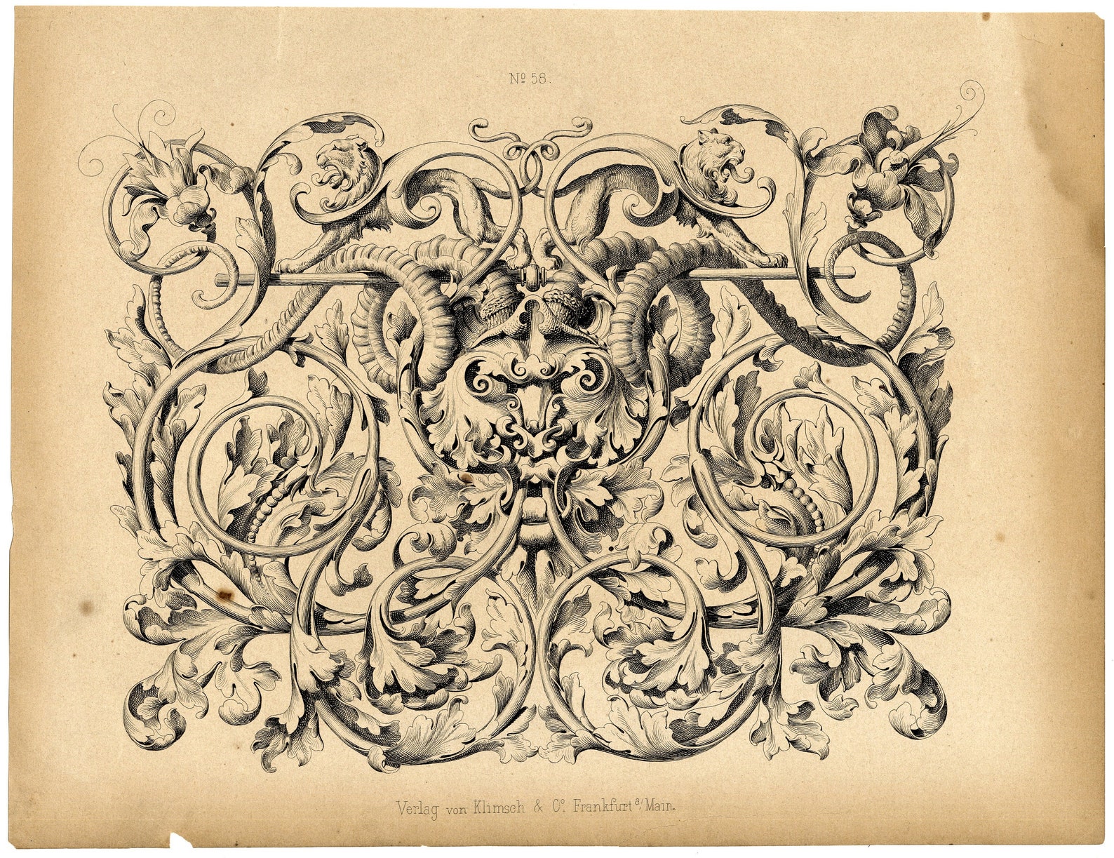 PHANTASMICAL , ROCOCO ILLUSTRATION - Face, in Ornate Penmanship. Circa ...