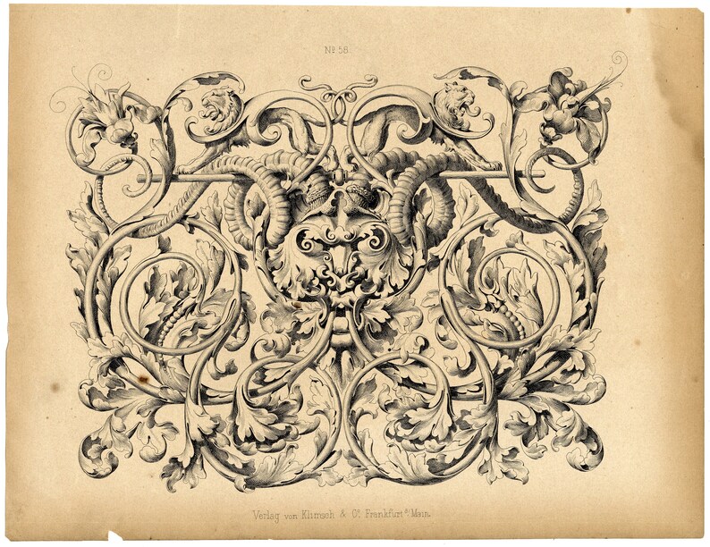 PHANTASMICAL , ROCOCO ILLUSTRATION - Face, in Ornate Penmanship. Circa ...