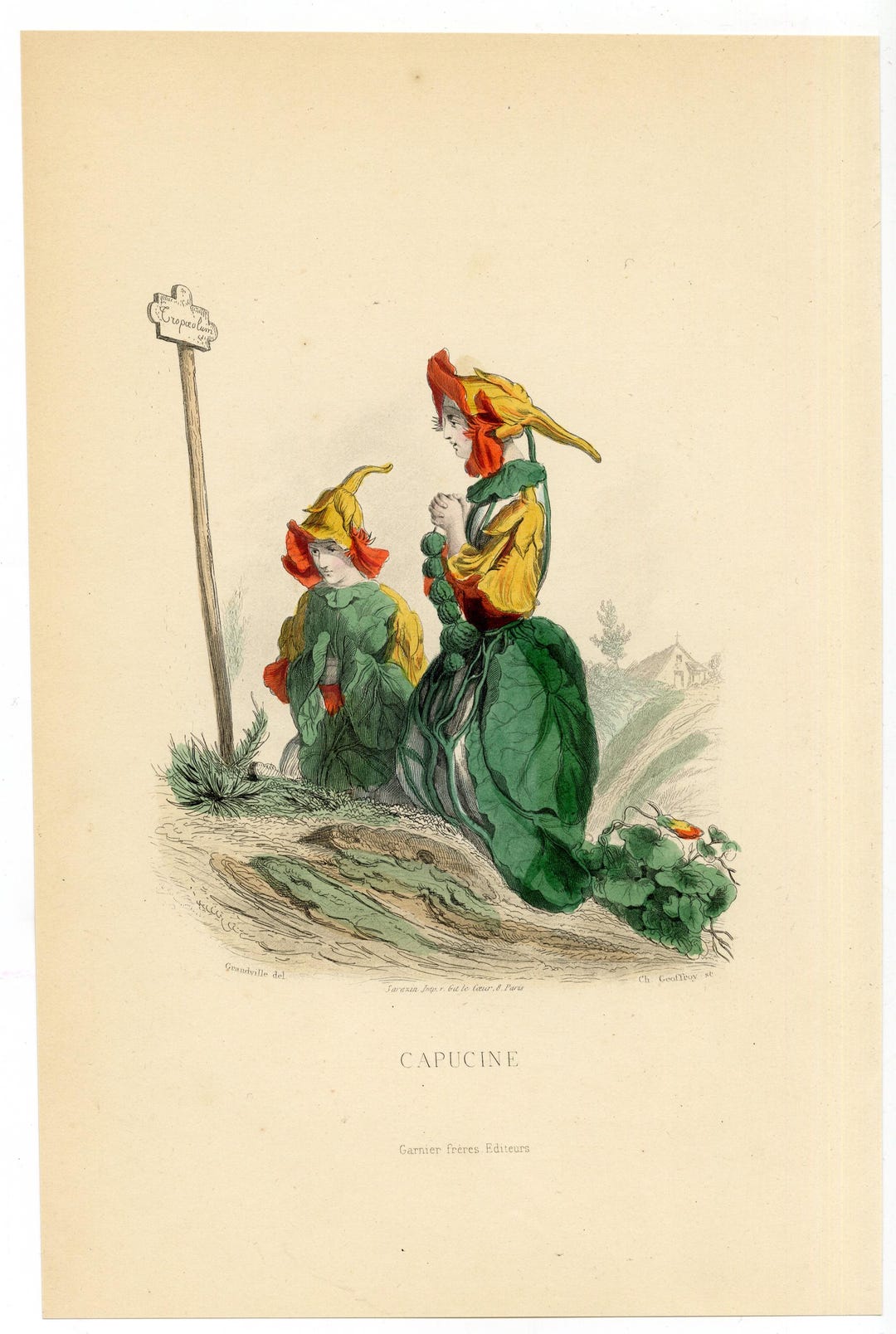 4 ANTHROPOMORPHIC FLOWER PEOPLE. Circa 1890, Original & Vintage - Etsy