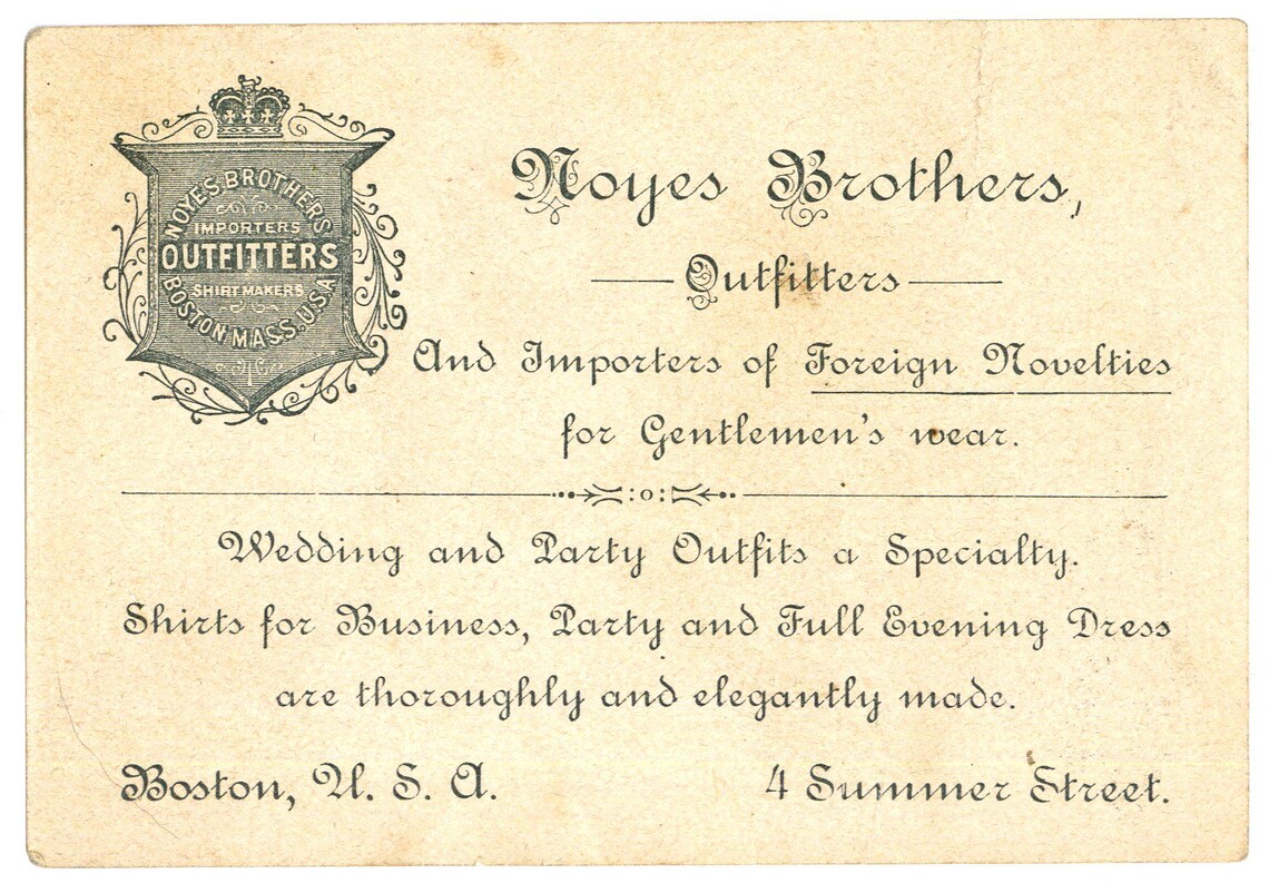 ANTIQUE TRADE CARD. Circa 1900, Original - Etsy