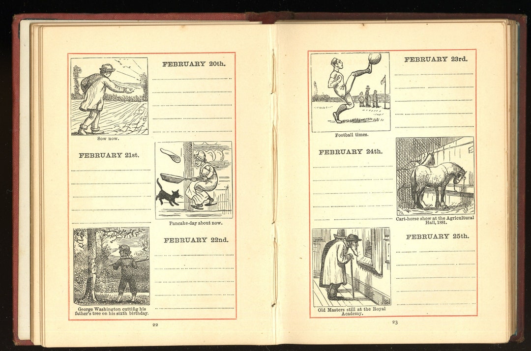 365 CHARMING ILLUSTRATIONS in a Diary. Circa 1890, Vintage - Etsy