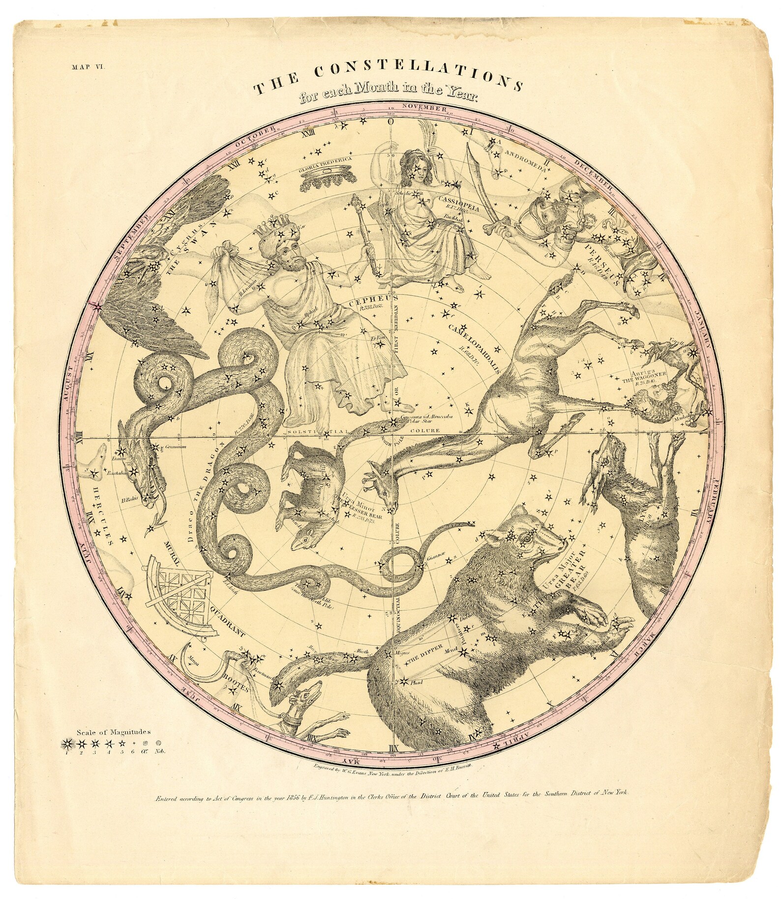 CELESTIAL MAP. Original and Antique. Circa 1850. - Etsy