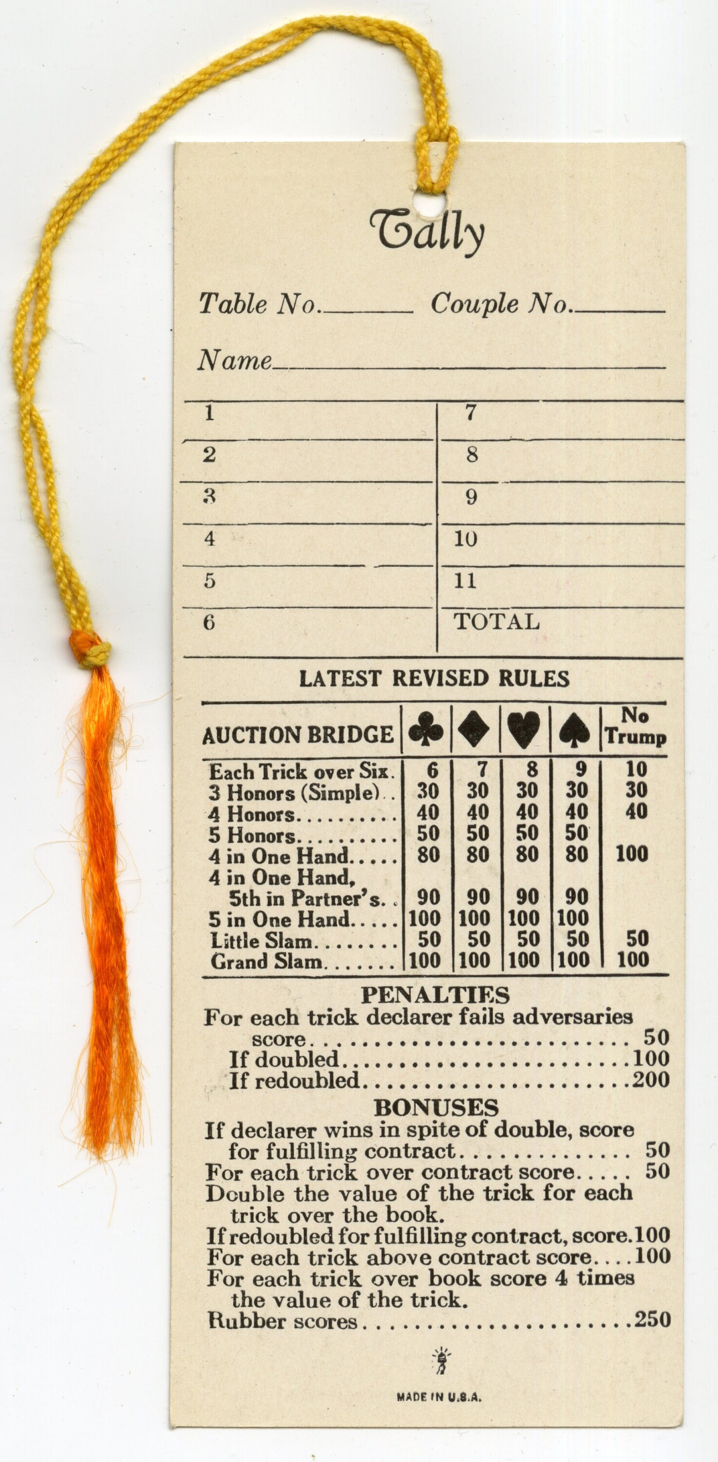 HALLOWEEN TALLY CARD. Circa 1930, Vintage - Etsy