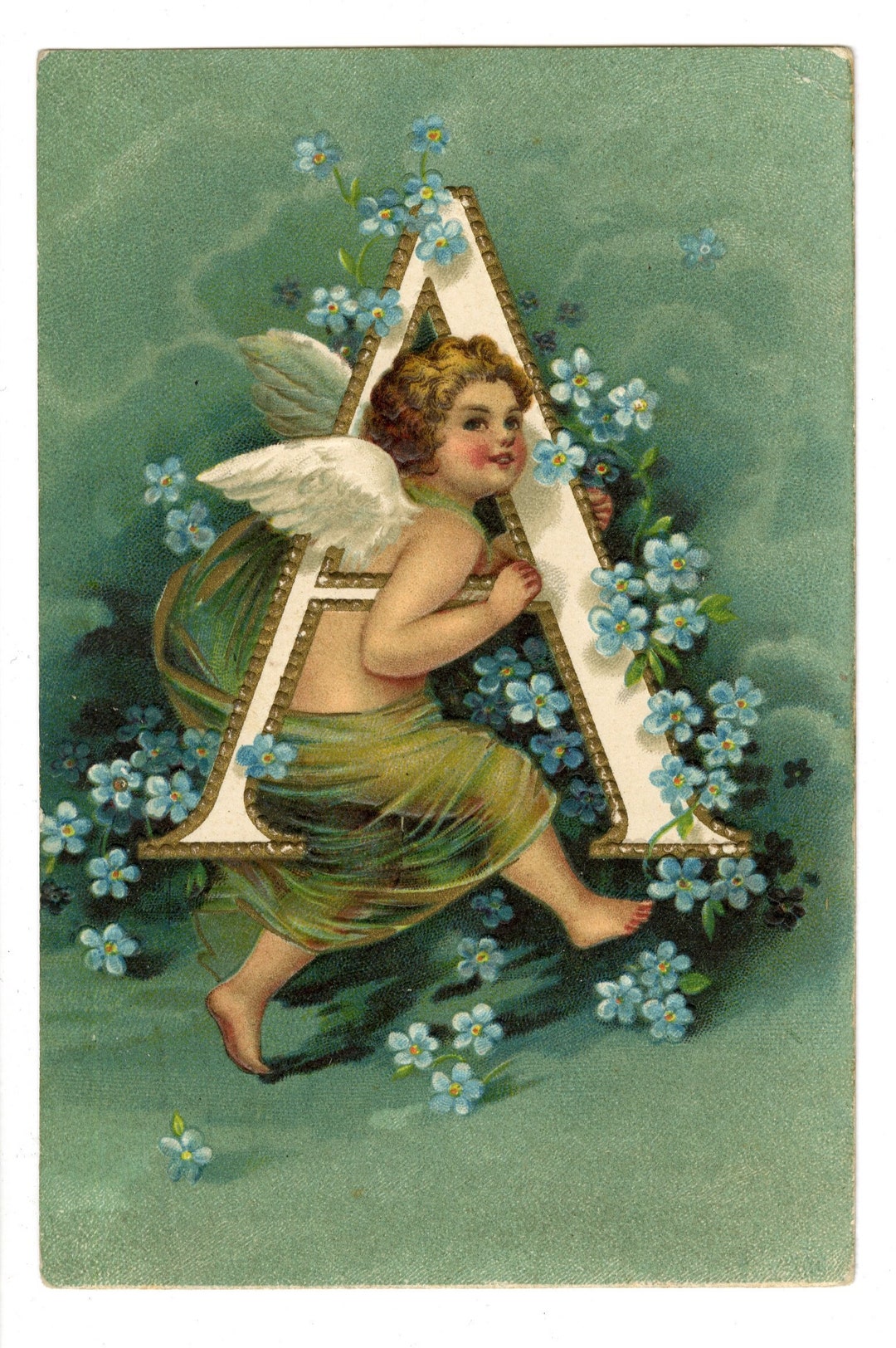 ANGLE ALPHABET POSTCARD, the Letter A. Original and Vintage. Circa 1920 ...