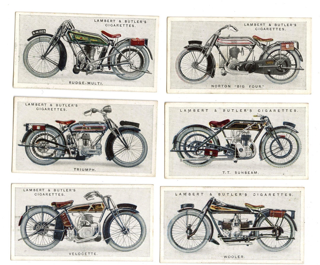 MOTORCYCLES or MOTOR CYCLES. Trade Cards, Circa 1925 - 30. Original ...
