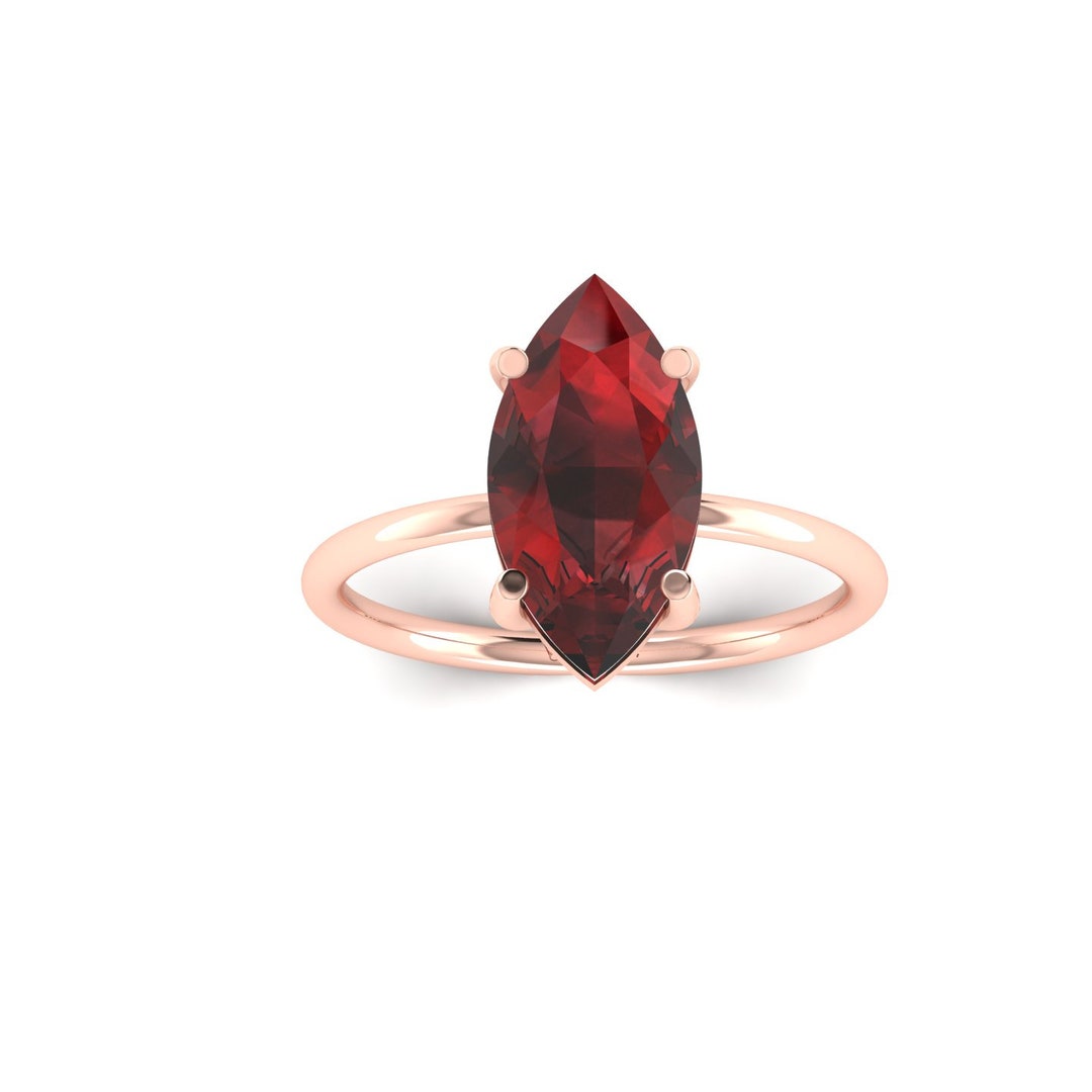 Marquise Cut Garnet Engagement Ring Rose Gold Garnet Ring 925 Sterling ...