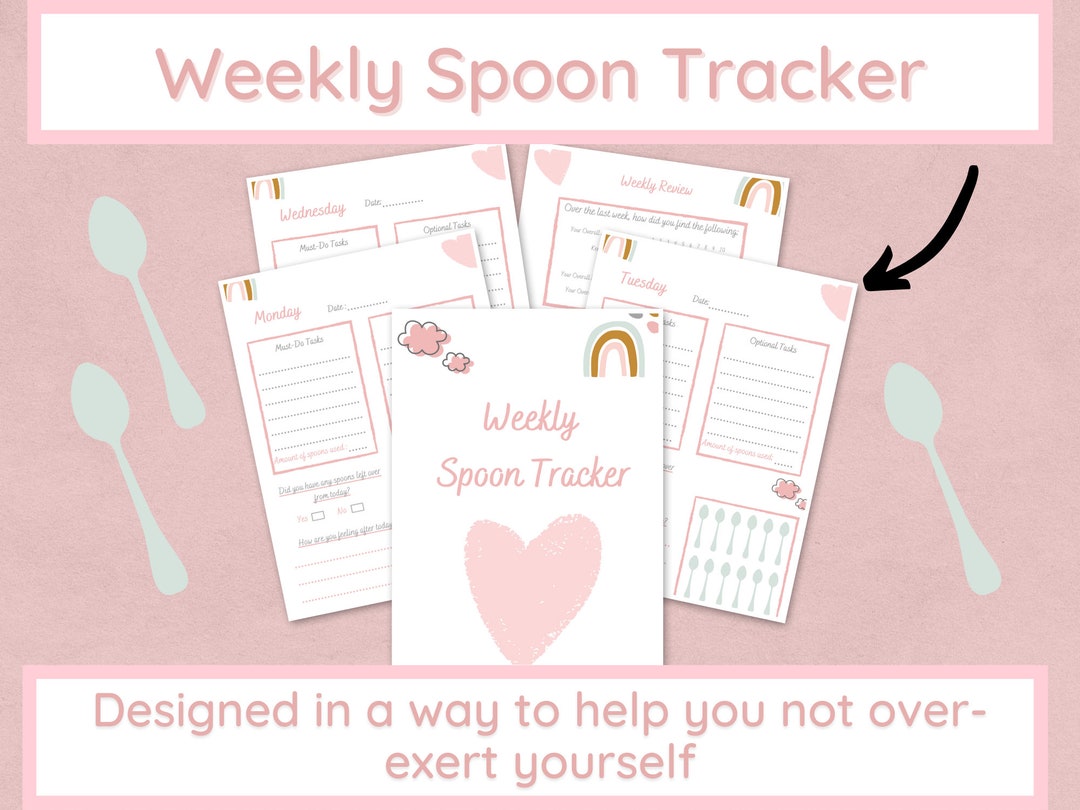 Weekly Spoon Tracker | Spoon Theory Journal | Spoonie Journal | Fatigue ...
