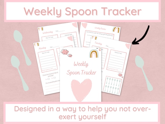 Weekly Spoon Tracker Spoon Theory Journal Spoonie Journal - Etsy