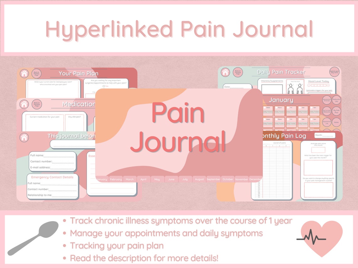 DAILY TRACKER HYPERLINKED Pain Journal Undated Chronic - Etsy