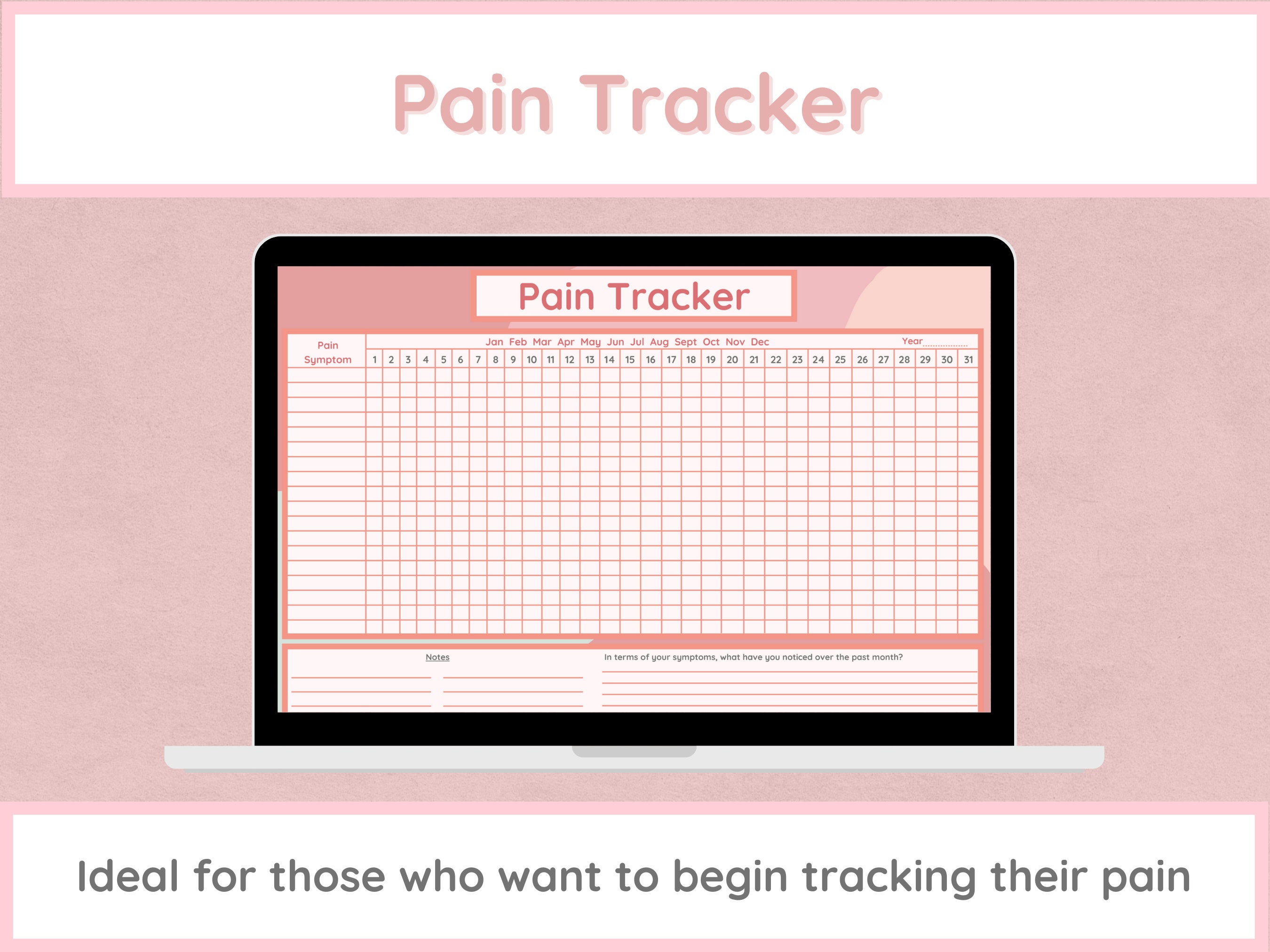 Digital Monthly Pain Tracker | Pain Tracker Goodnotes | Chronic Pain ...