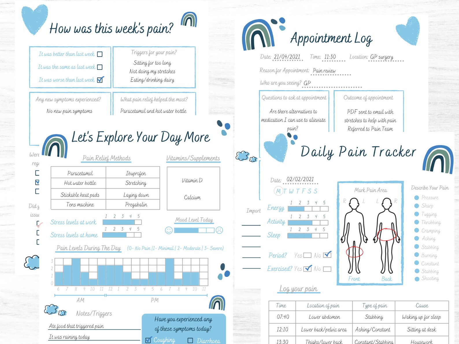 Personal Printable Pain Journal | Chronic Pain Tracker | Printable Pain ...