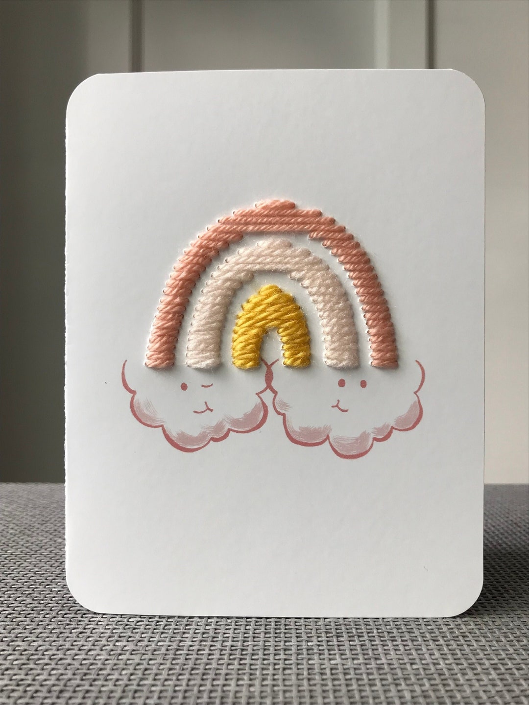 Rainbow Greeting Card Baby Shower Rainbow Baby Twins Embroidered Card ...