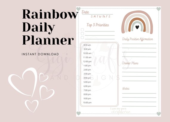 Rainbow Daily Planner Printable Printable Planner | Etsy
