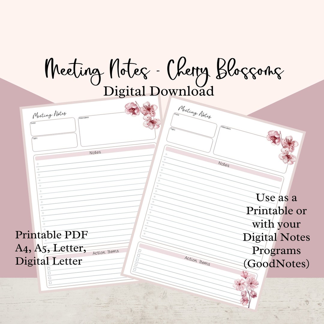 Project Management, Meeting Notes, Goodnotes Template - Etsy