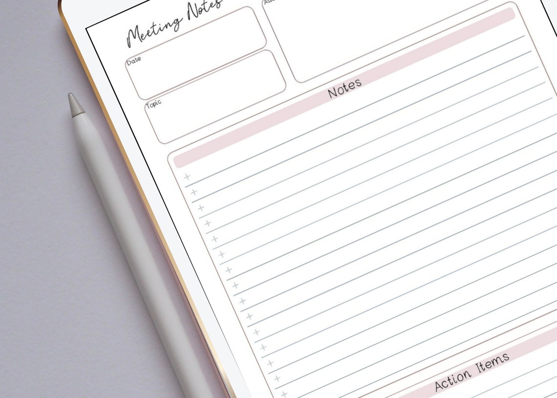 Meeting Notes Printable Template A5 Work From Home - Etsy