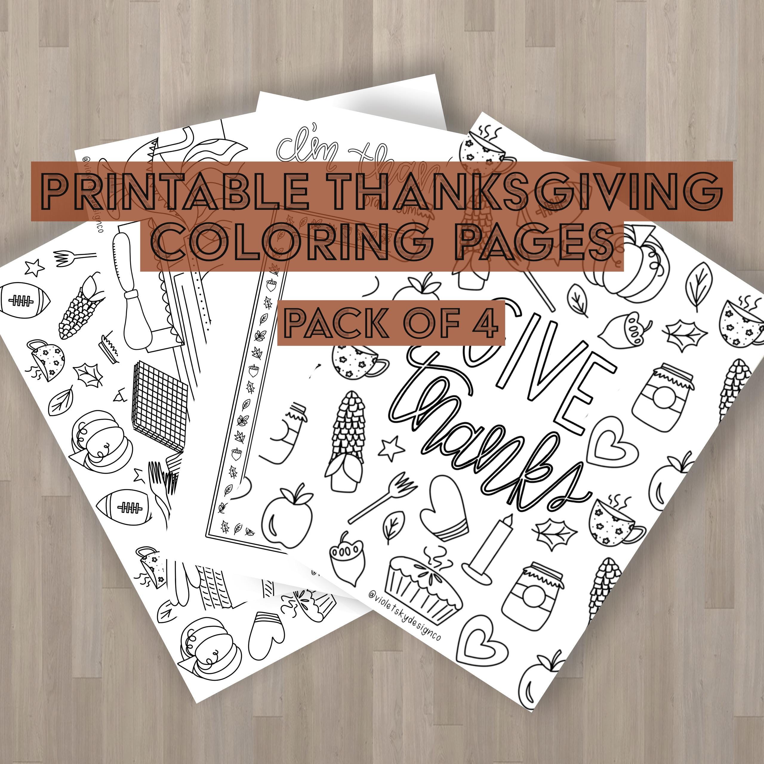 Thanksgiving Coloring Pages for Kids | Printable Fall Activity (PDF) - Etsy