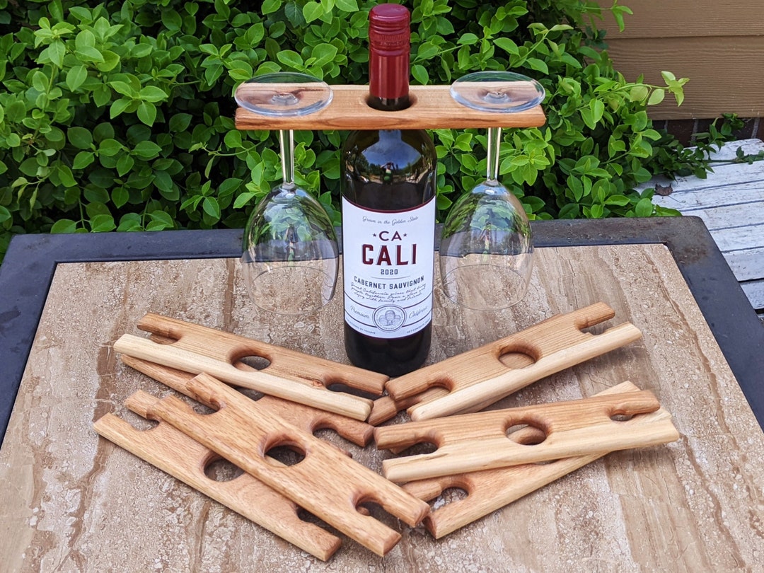 Wood Wine Caddy, Wine & Bottle Caddy, Wine Glass Caddy, Wooden Wine ...