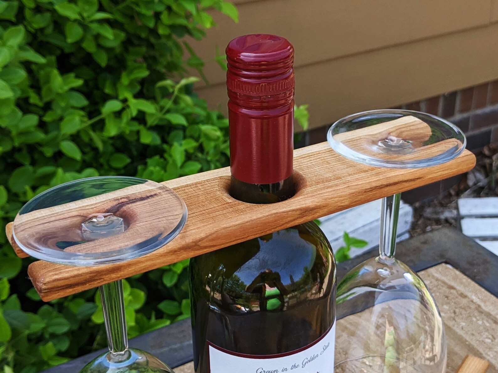 Wood Wine Caddy, Wine & Bottle Caddy, Wine Glass Caddy, Wooden Wine ...