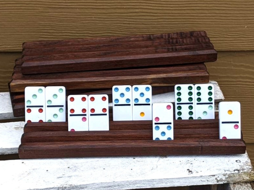 Four Black Walnut Domino Holders | Domino Holder Set | Wooden Domino ...
