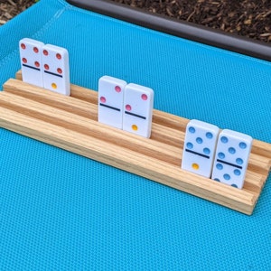 Two Wooden Domino Stands | Wood Domino Racks | Domino Game Holders ...
