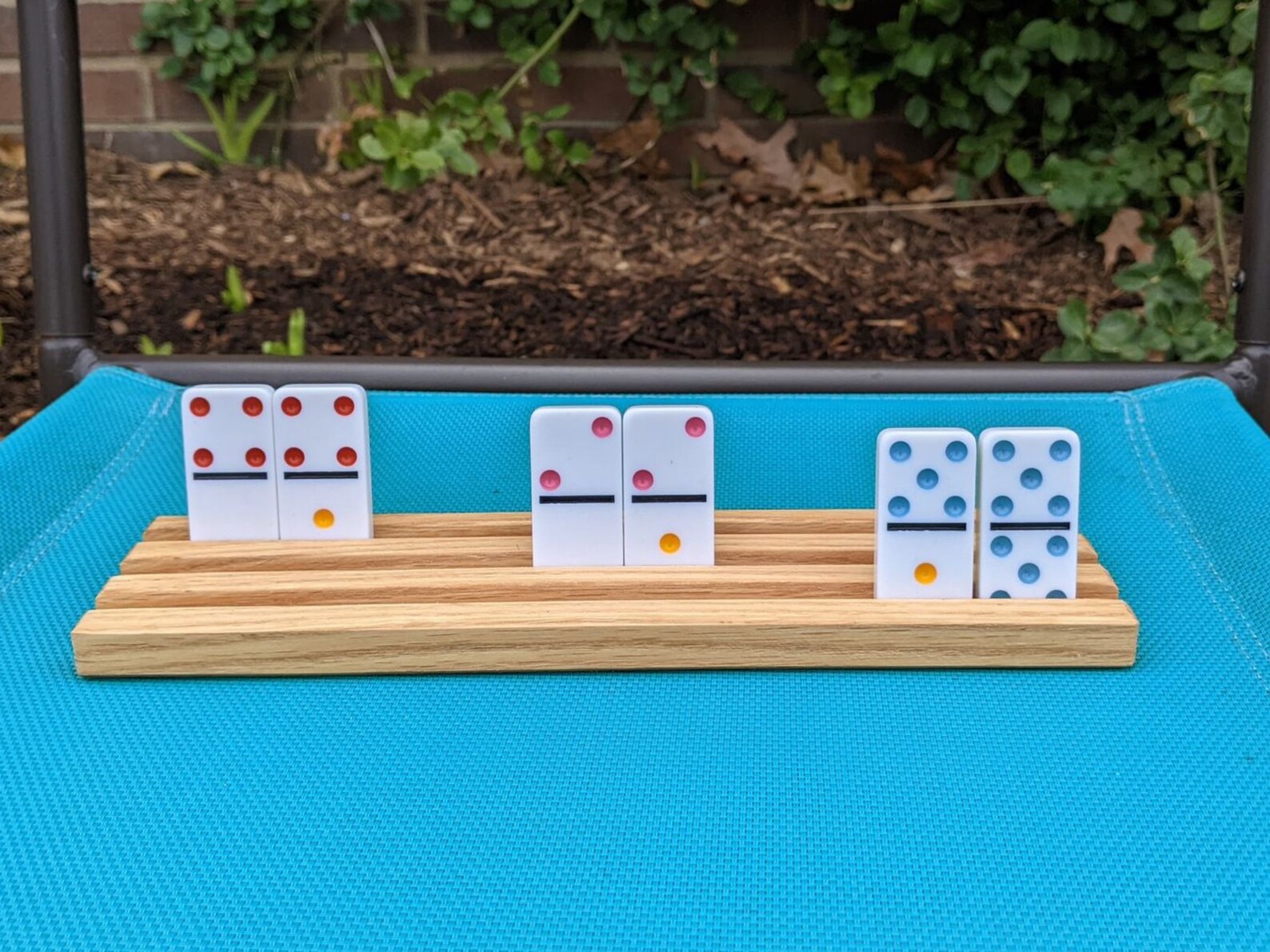 Two Wooden Domino Stands | Wood Domino Racks | Domino Game Holders ...