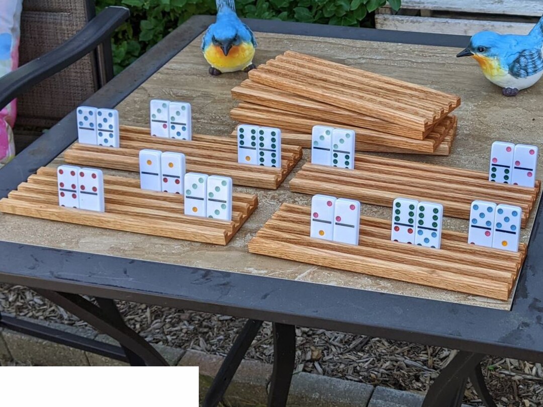 Four Domino 4-slot Holders, Domino Holder Set, Wooden Domino Holder ...