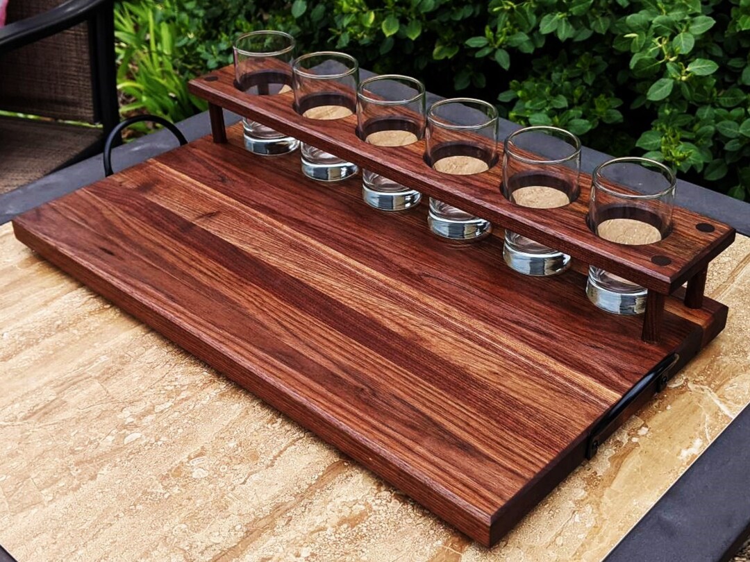 Black Walnut Butcher Block Beer Flight Charcuterie Board With Taster ...